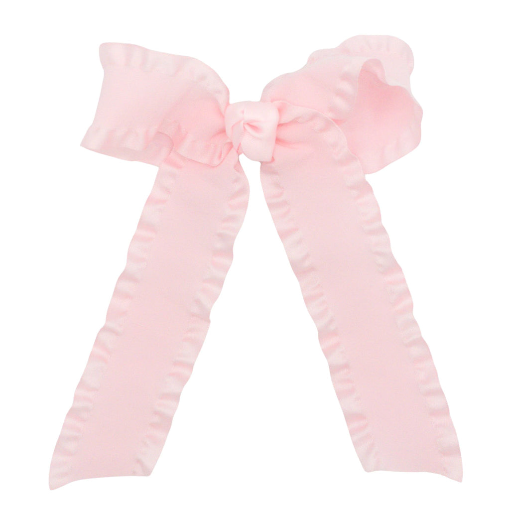 Double Ruffle Hair Bow With Tails - Light Pink | Beyond Creations ...