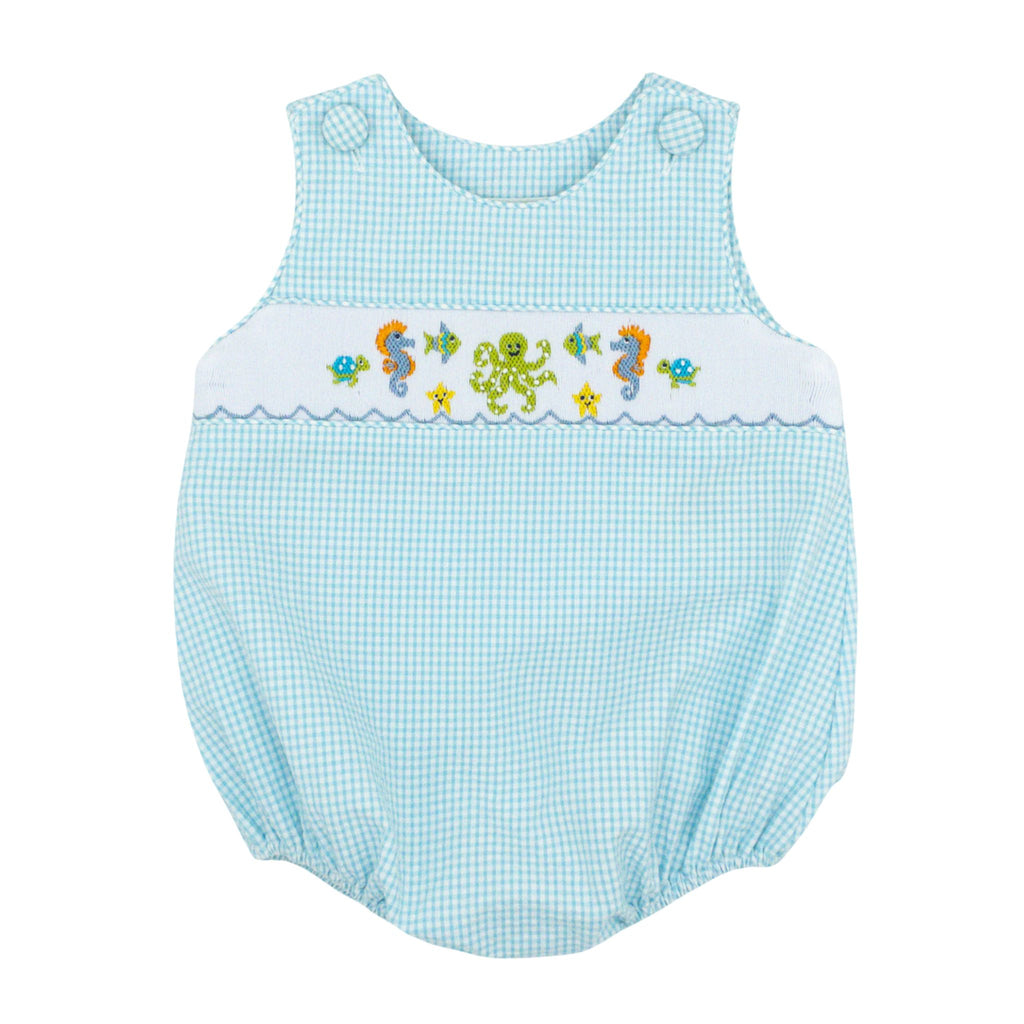 Christopher Sunsuit with Smocked Sealife | Zuccini Kids – Tiny Town Inc