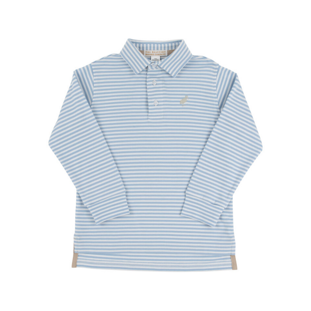 Prim & Proper Polo - Barrington Blue Stripe | The Beaufort Bonnet ...