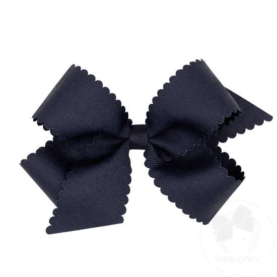 Scallop Edge Bow - Navy | Wee Ones – Tiny Town Inc